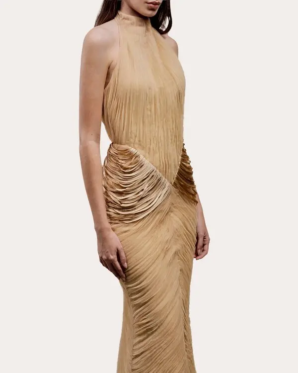 Francisco Arce Zele Pleated Tulle Draped Gown