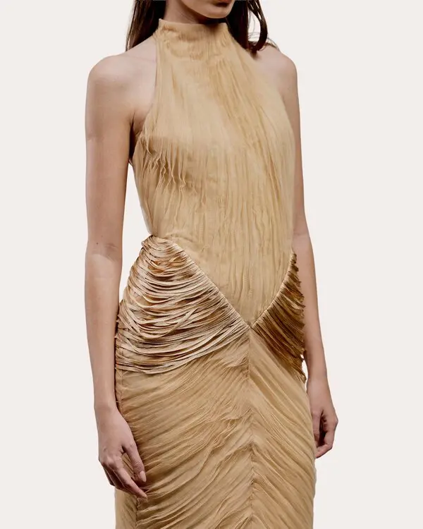 Francisco Arce Zele Pleated Tulle Draped Gown
