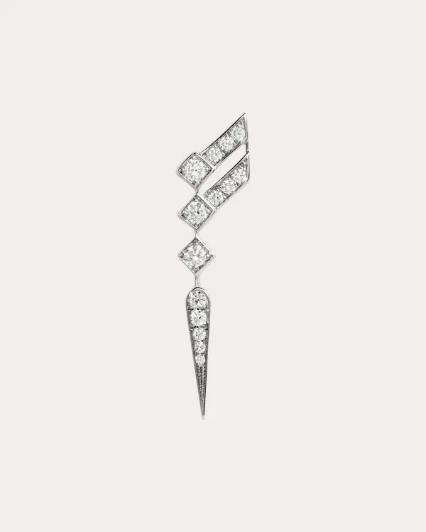 STATEMENT Stairway Rhodium-plated Diamond Single Earring - Silver