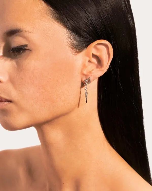 STATEMENT Diamond Stairway Drop Earring - Silver
