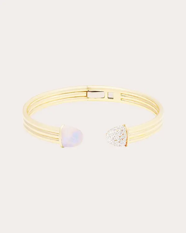 CAMPBELL + CHARLOTTE Found Cap 14k Gold Moonstone And Diamond Cuff - White