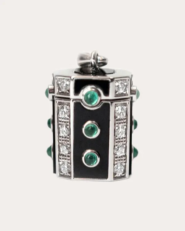STATEMENT Emerald And Diamond Luck Pendant Necklace - Silver