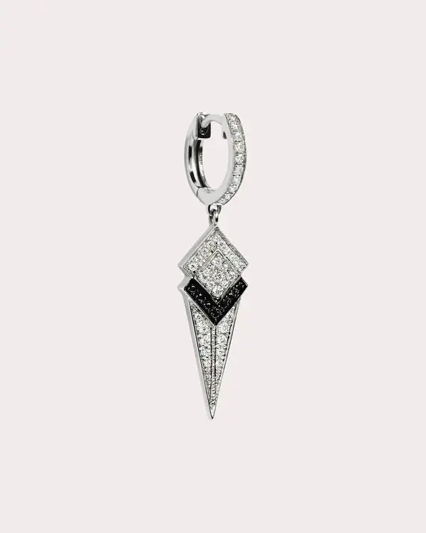 STATEMENT Diamond Stairway Hoop Earring - Silver
