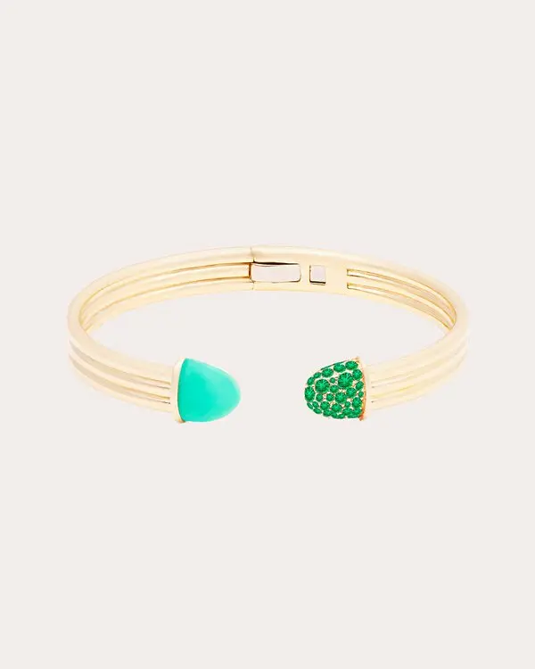CAMPBELL + CHARLOTTE Chrysoprase & Tsavorite 14k Gold Found Cap Cuff - Green