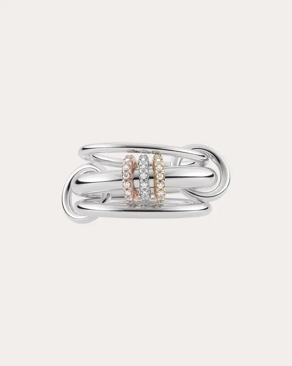 SPINELLI KILCOLLIN Diamond & 18k Gold Gemini Pavé Ring - Silver