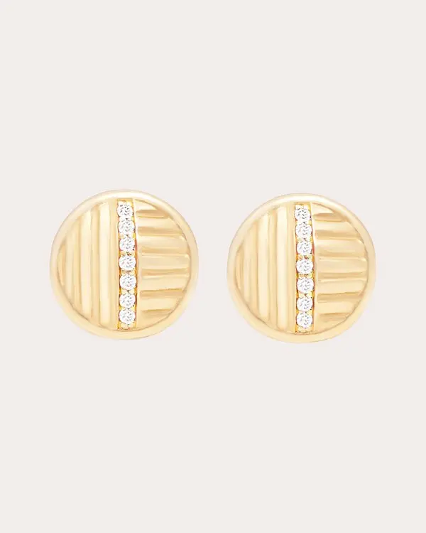 CAMPBELL + CHARLOTTE Diamond & 14k Found Ribbed Stud Earrings - Gold