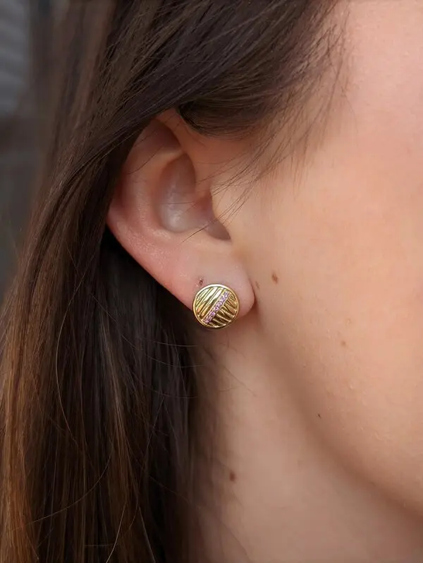 CAMPBELL + CHARLOTTE Diamond And 14k Ribbed Stud Earrings