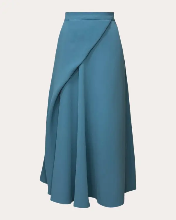 EDELINE LEE Fatale Georgette Draped Midi Skirt