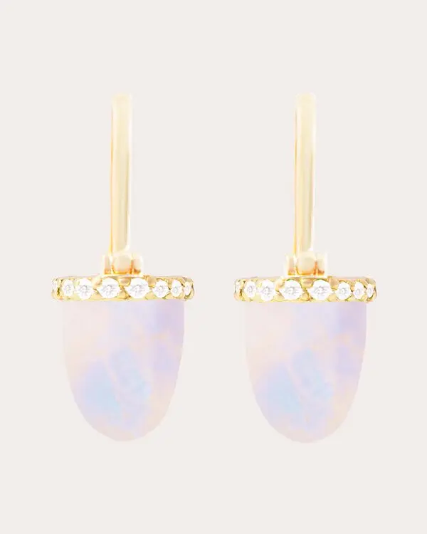 CAMPBELL + CHARLOTTE Diamond & Moonstone 14k Found Cap Hoop Earrings - Gold