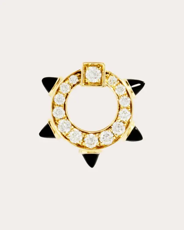 STATEMENT Black Agate & Diamond Spike Stud Earring - Gold