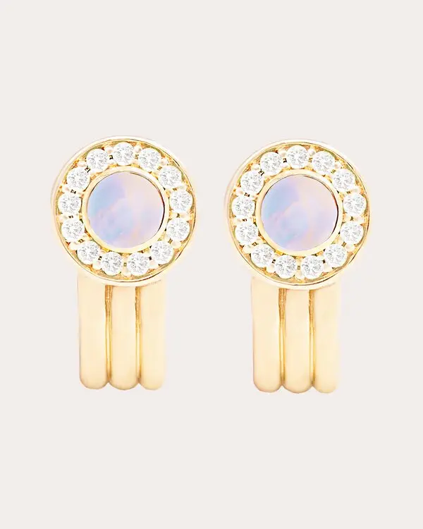 CAMPBELL + CHARLOTTE Diamond And Moonstone 14k Hoop Earrings - Gold