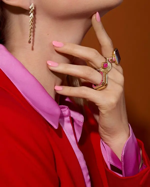 CAMPBELL + CHARLOTTE Sapphire And 14k Gold Etched Ring - Pink Sapphire
