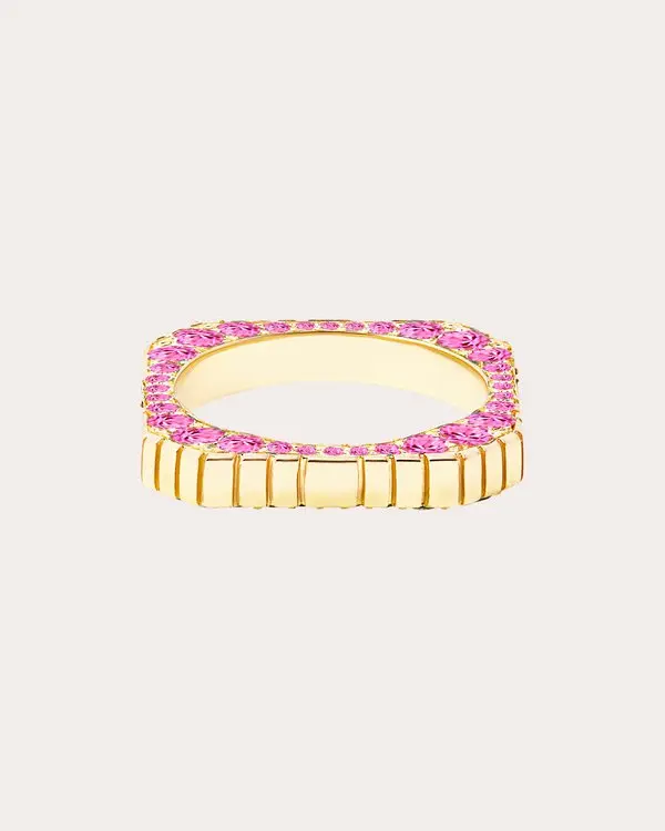 CAMPBELL + CHARLOTTE Sapphire And 14k Gold Etched Ring - Pink Sapphire