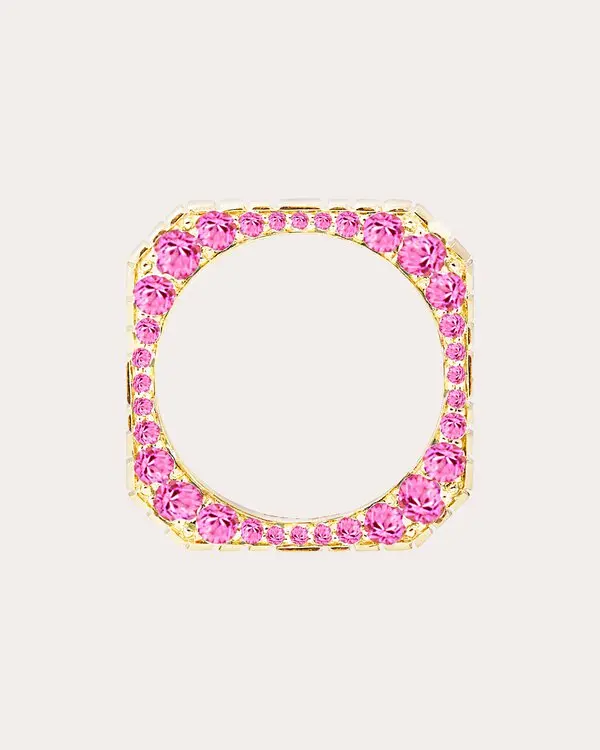 CAMPBELL + CHARLOTTE Sapphire & 14k Gold Spark Etched Ring - Pink