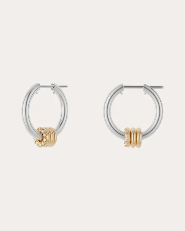 SPINELLI KILCOLLIN Diamond And 18k Gold Ara Hoop Earrings - Silver