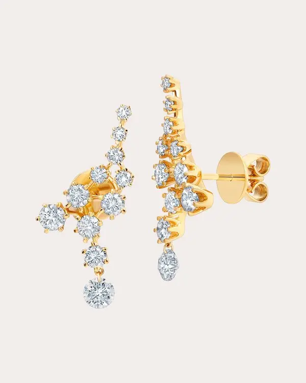 GRAZIELA 18k Yellow Diamond Ear Climbers - Gold