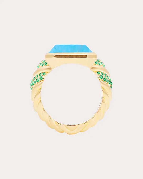CAMPBELL + CHARLOTTE Emerald & Turquoise 14k Gold Spark Ring