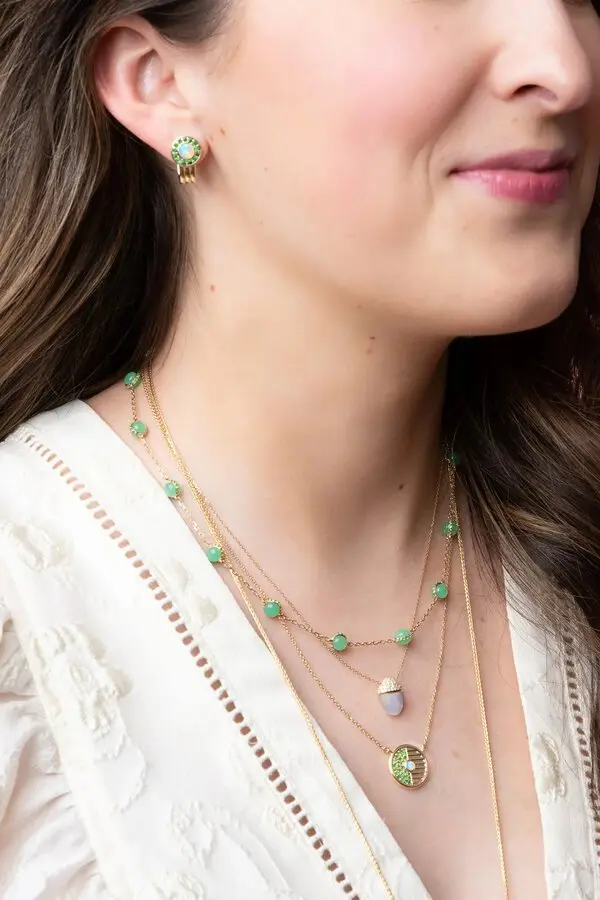 CAMPBELL + CHARLOTTE Tsavorite And Opal Ribbed Pendant Necklace - Tsavorite/opal