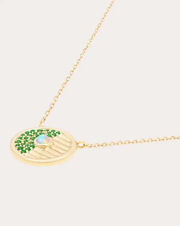 CAMPBELL + CHARLOTTE Tsavorite And Opal Ribbed Pendant Necklace - Tsavorite/opal
