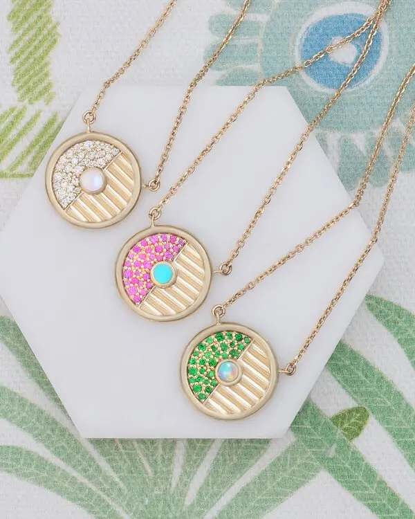 CAMPBELL + CHARLOTTE Tsavorite And Opal Ribbed Pendant Necklace - Tsavorite/opal