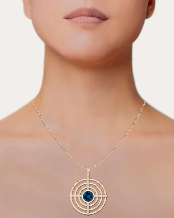 Natori Topaz And Diamond Bar Pendant Necklace
