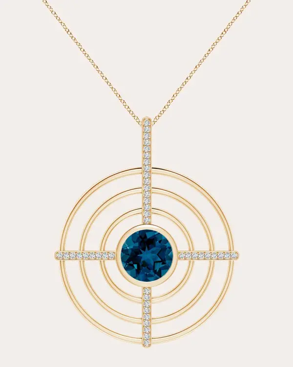Natori Topaz And Diamond Bar Pendant Necklace