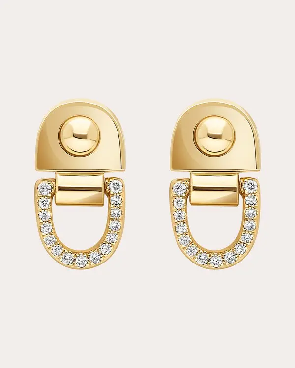 STATEMENT Diamond & 18k Rivet S Stud Earrings - Gold