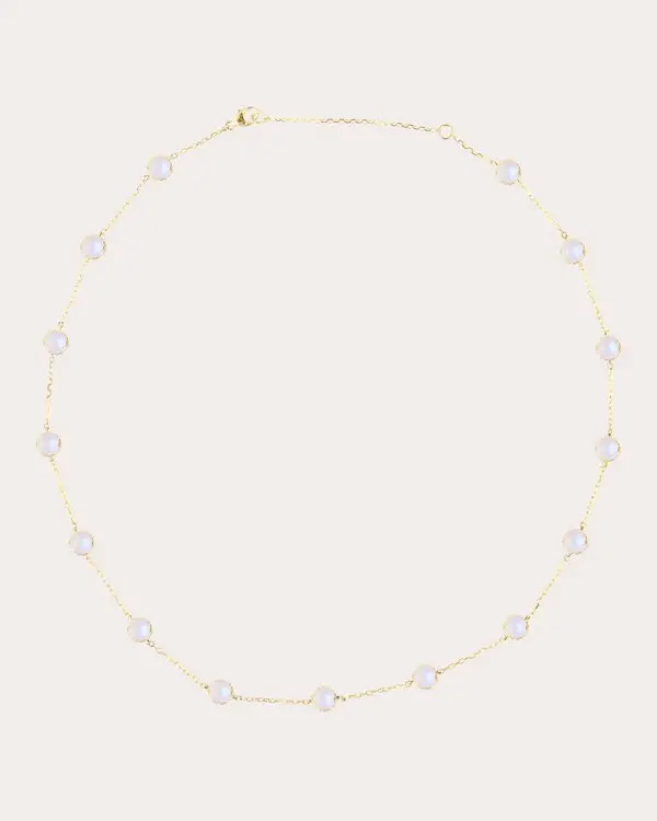 CAMPBELL + CHARLOTTE Diamond & Moonstone 14k Found Station Necklace - Gold