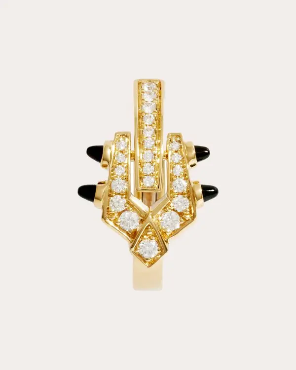 STATEMENT Agate & Diamond Spike Hoop Earring - Gold