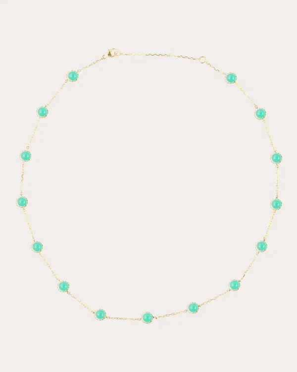 CAMPBELL + CHARLOTTE Tsavorite & Chrysoprase Cabochon 14k Gold Found Station Necklace - Tsavorites/chrysoprase