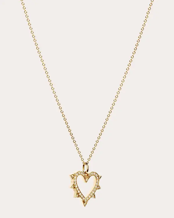 STATEMENT Diamond & 18k Rockaway Heart Pendant Necklace - Gold