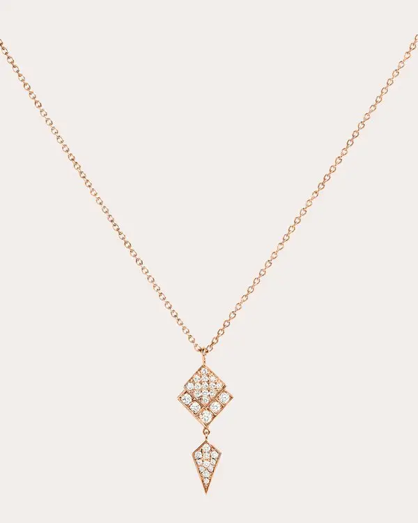 STATEMENT Stairway 18k Gold Diamond Pendant Necklace - Pink