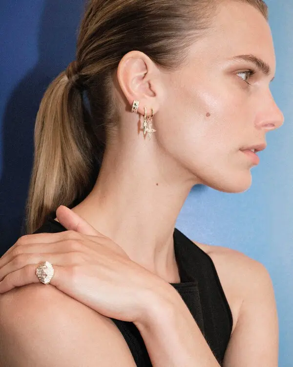 STATEMENT Diamond & 18k Rockaway Cross Hoop Earring