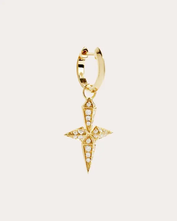 STATEMENT Diamond & 18k Rockaway Cross Hoop Earring
