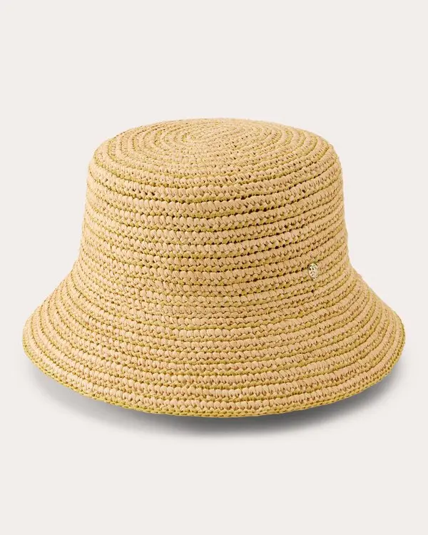 Helen Kaminski Nala Stripe Crocheted Raffia Bucket Hat - Yellow