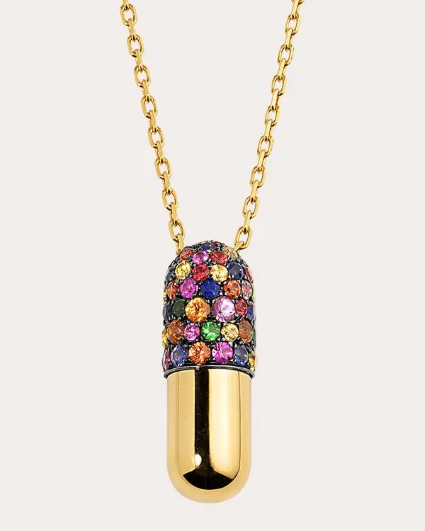 ELIOR Rainbow Sapphire Pill Pendant Necklace - Multicolor