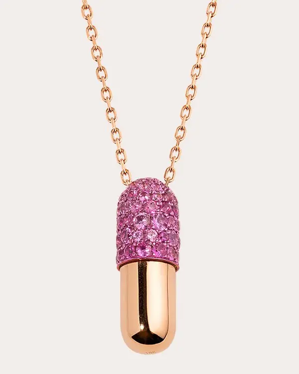 ELIOR Sapphire And 18k Rose Gold Pill Pendant Necklace - Pink