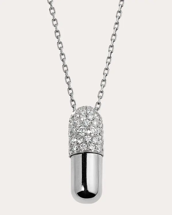 ELIOR Diamond And 18k White Gold Pill Pendant Necklace - Silver