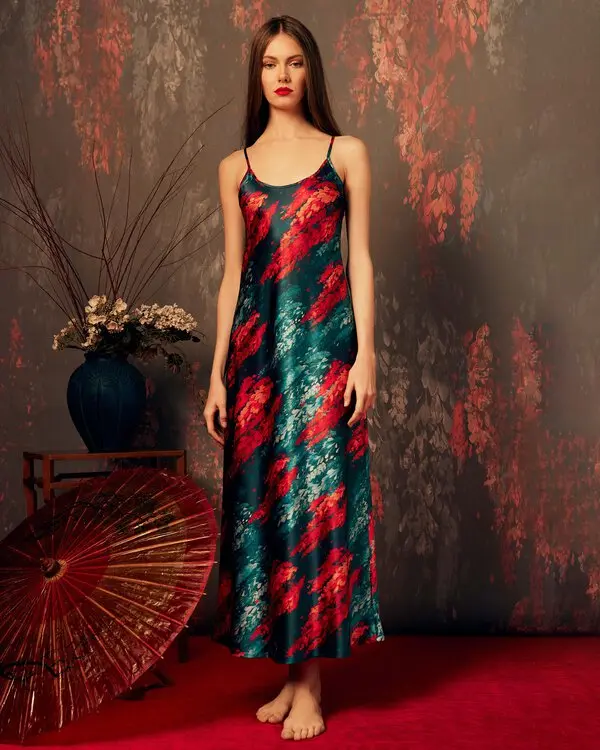 KARMA ON THE ROCKS Edo Fuji Silk Maxi Slip Dress