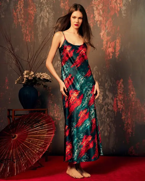 KARMA ON THE ROCKS Edo Fuji Silk Maxi Slip Dress