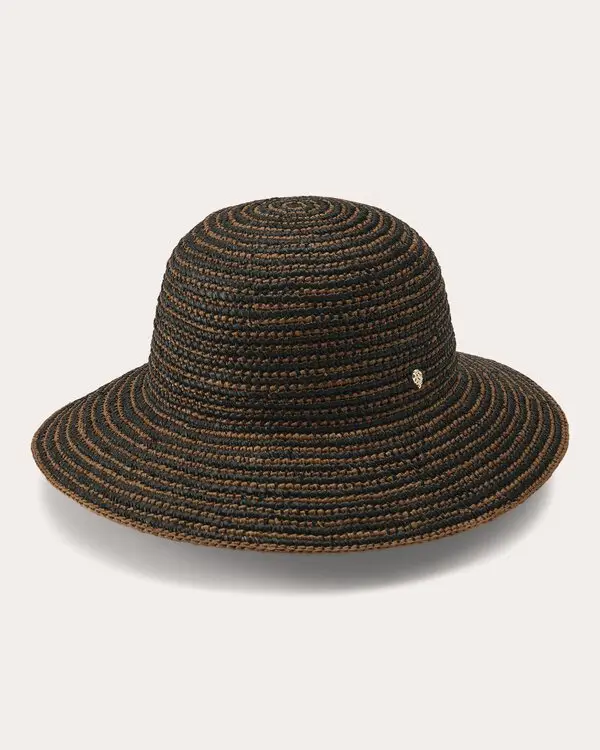 Helen Kaminski Evadine Stripe Crocheted Raffia Sun Hat - Brown