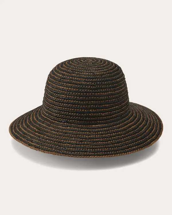Helen Kaminski Evadine Stripe Crocheted Raffia Sun Hat - Brown