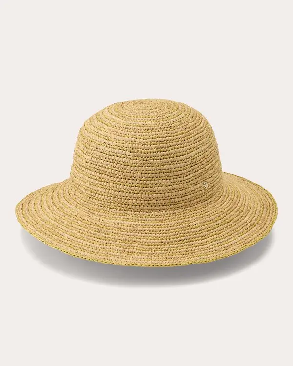 Helen Kaminski Evadine Stripe Crocheted Raffia Sun Hat - Yellow
