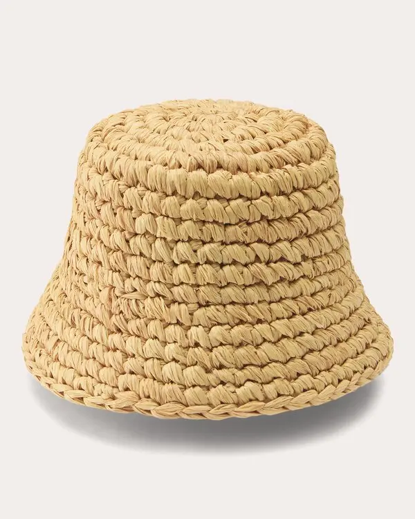 Helen Kaminski Anya Crocheted Raffia Bucket Hat - Neutral