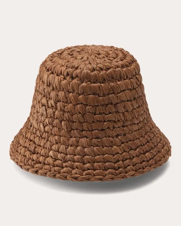 Helen Kaminski Anya Crocheted Raffia Bucket Hat - Brown
