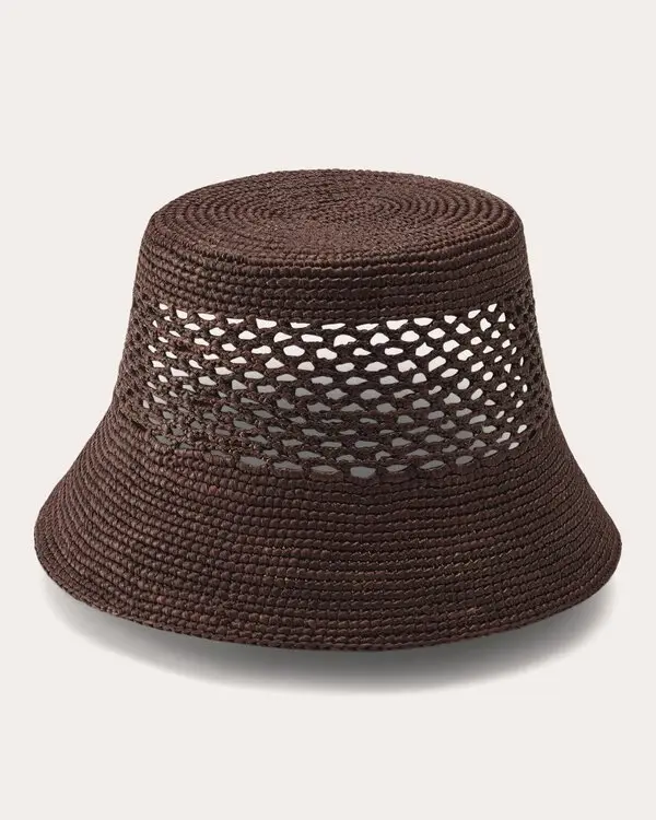 Helen Kaminski Hana Raffia Bucket Hat - Brown