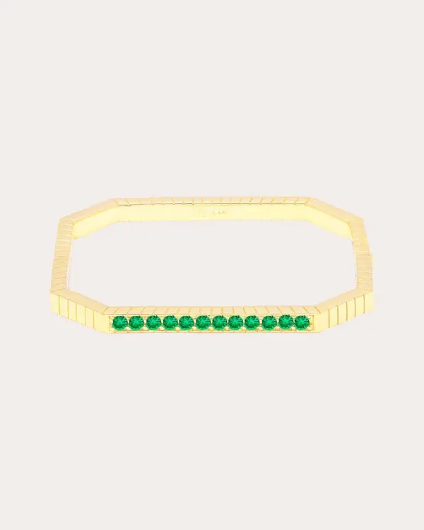 CAMPBELL + CHARLOTTE Spark 14k Gold Emerald Octagon Bangle - Green