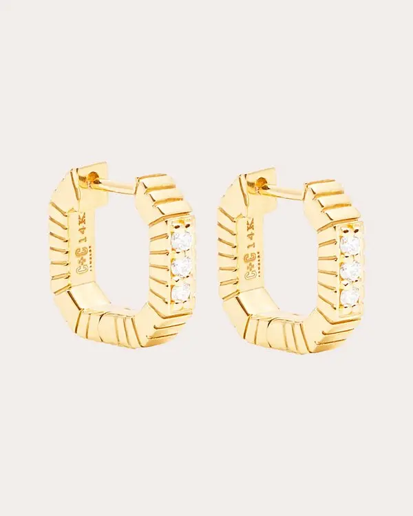 CAMPBELL + CHARLOTTE Spark 14k Diamond Octagon Hoop Earrings - Gold