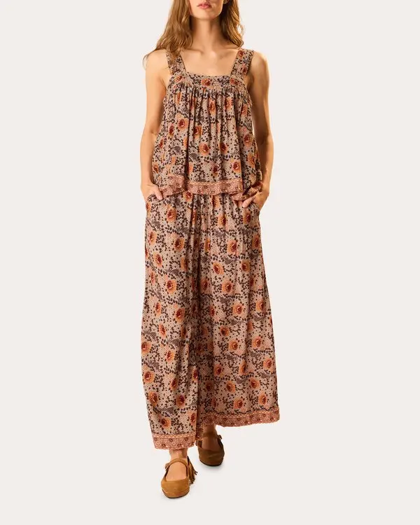 Natalie Martin Jasmine Floral Pintucked Tank Top - Multicolor