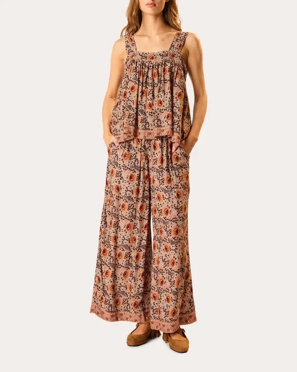 Natalie Martin Jasmine Floral Pintucked Tank Top - Multicolor